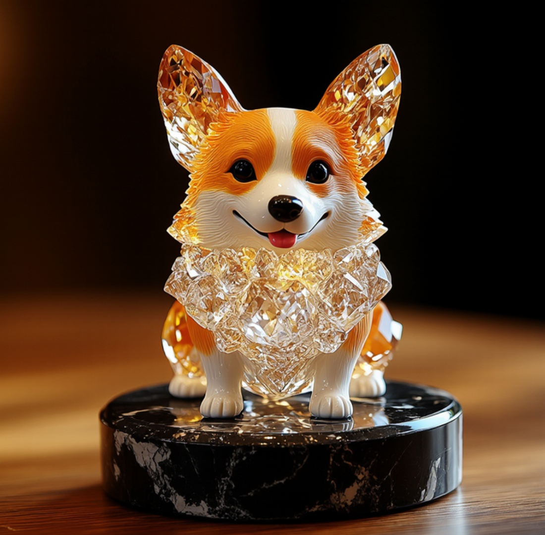 CZTICLE® Luxury Corgi Crystal Sculpture Home Décor Art Piece ...